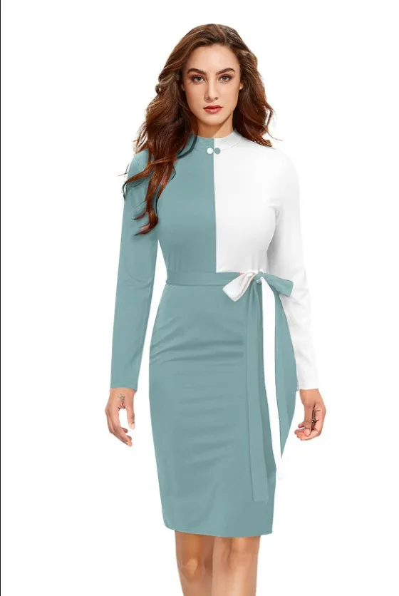 New Women Elegant Full Sleeves Office Wear Knee Length Short Official ...