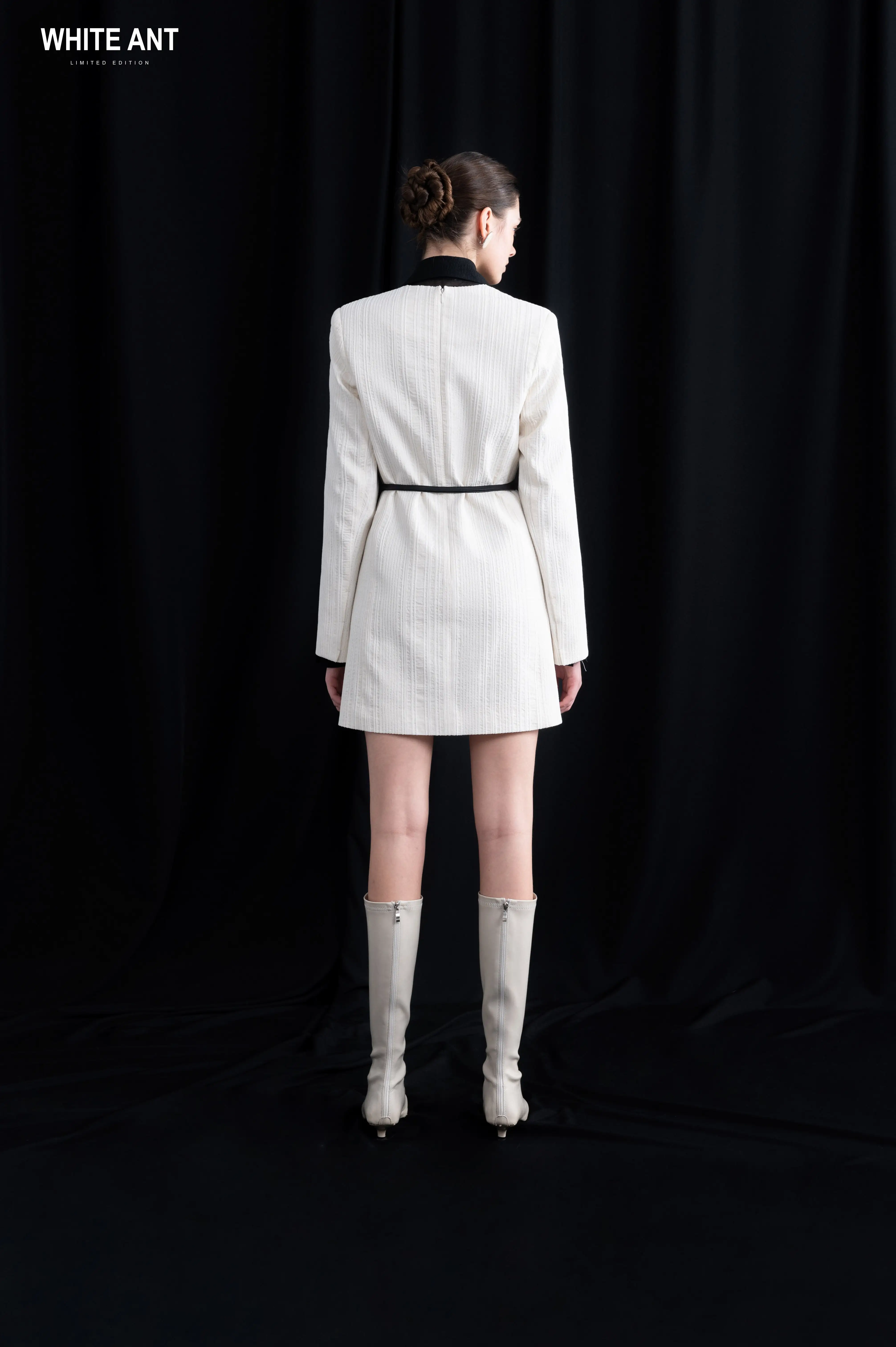 Women's Dresses 2024 Long Sleeve Organic Crinkle Cotton Fabric Matt V-neckline Dress Zipper Back ...