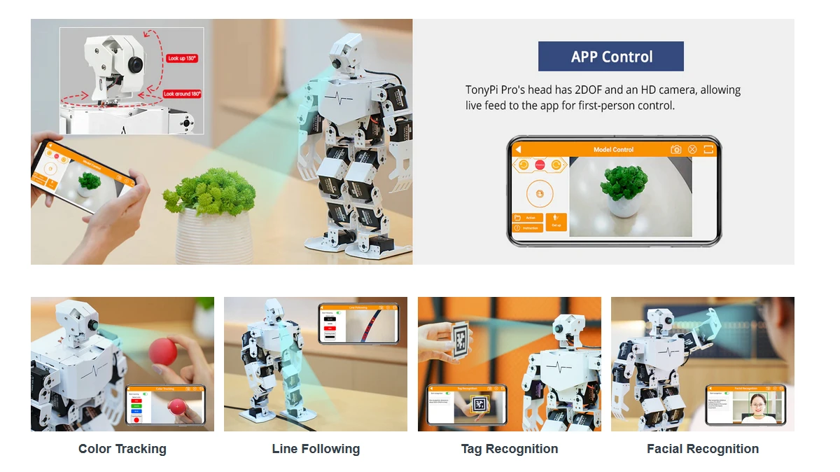 TonyPi Pro AI Humanoid Robot Development Kit for Raspberry Pi 4B - OEM