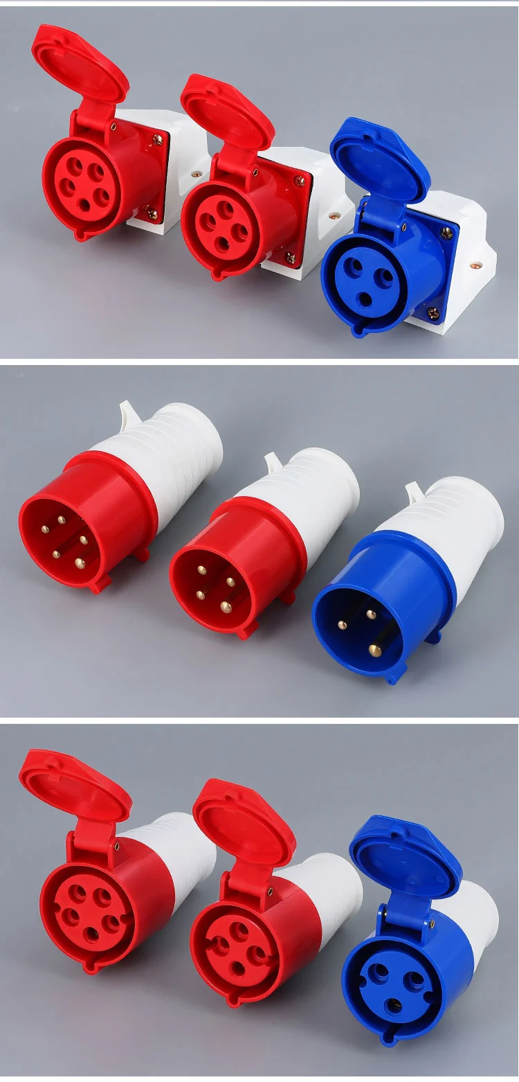 Industrial Plug and Socket 5pin 3core 3P/4P/5P Electrical Connector 16A ...