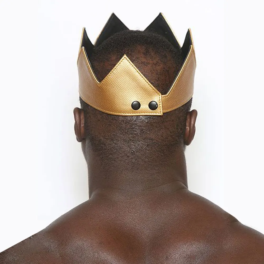 Pure Leather Golden Crown Handmade Leather Crown Custom Logo And Design ...