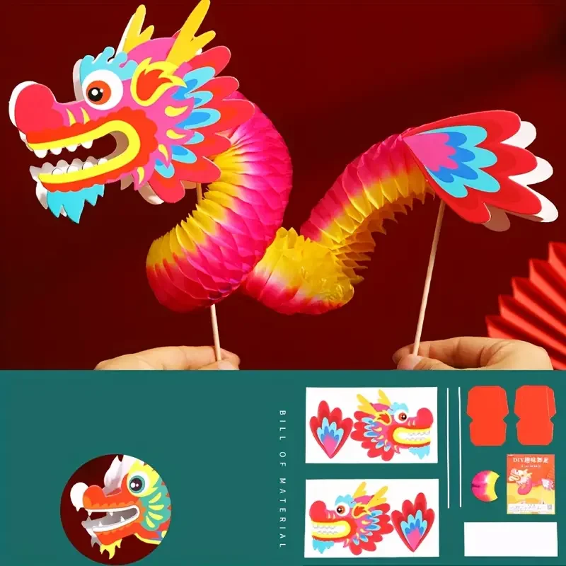 Handmade Paper Dragon Craft - Chinese Style Dance Dragon