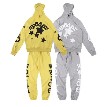 Tracksuit Sweatsuit Custom Puff Print Crop Hoodie And Flare Sweatpants ...