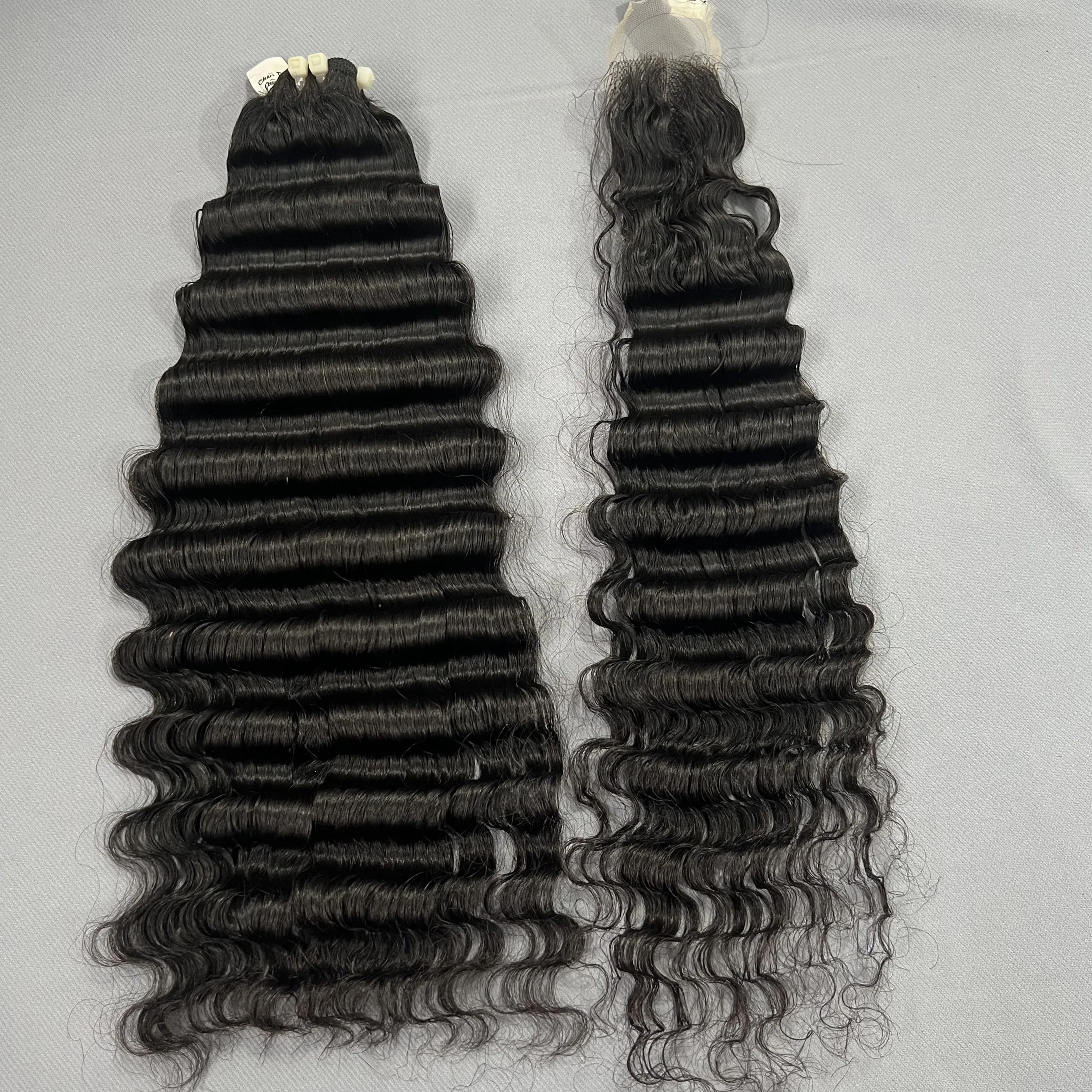All Colors Available Virgin Deep Wave Hair Bundles with Lace 100% ...