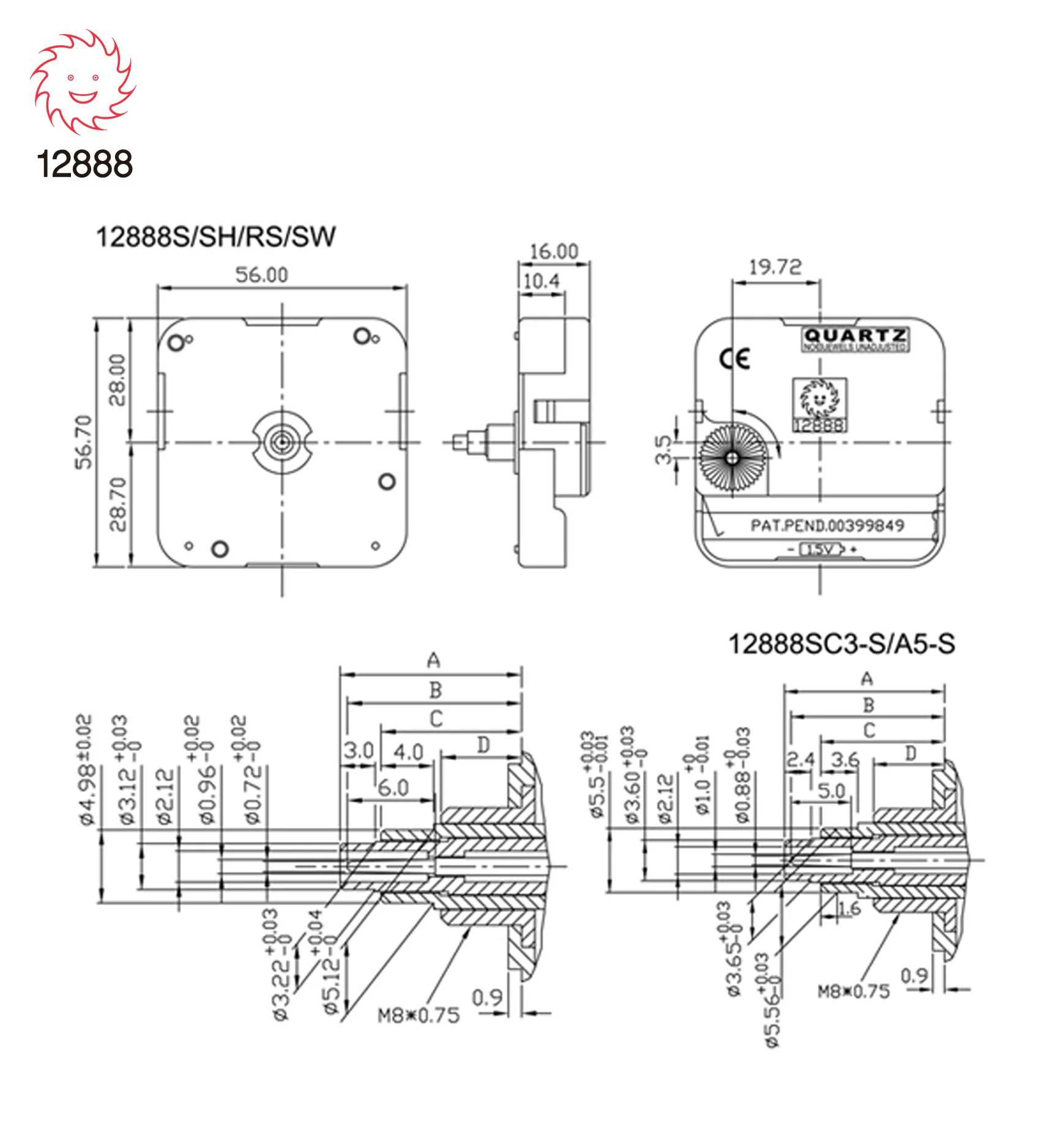 Youngtown Quartz 12888 Replacement Clock Movement