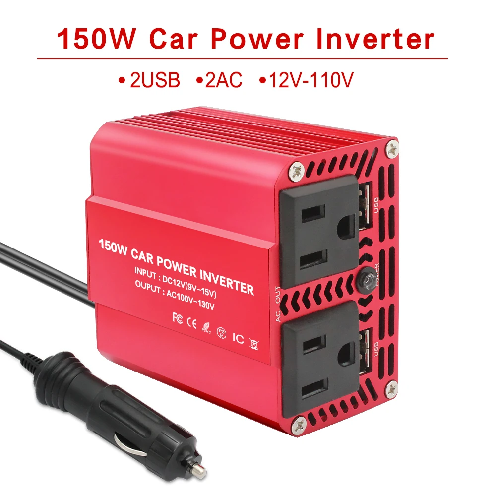 Portable 150w Dc 12v To 110v Ac Converter Car Power Inverter - Buy Car ...