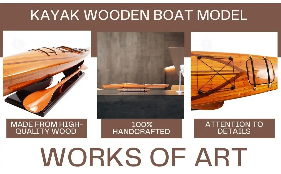 Kayak Model Ship Model 100 Cm Handcrafted Wooden Replica With Display ...