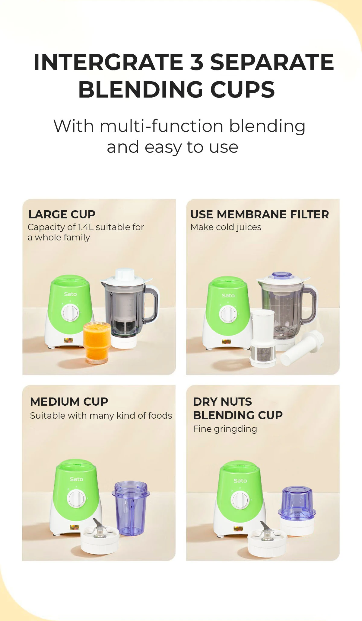 Sato Mx1101 Multi-function Blender Luxurious Multi-purpose Blender ...