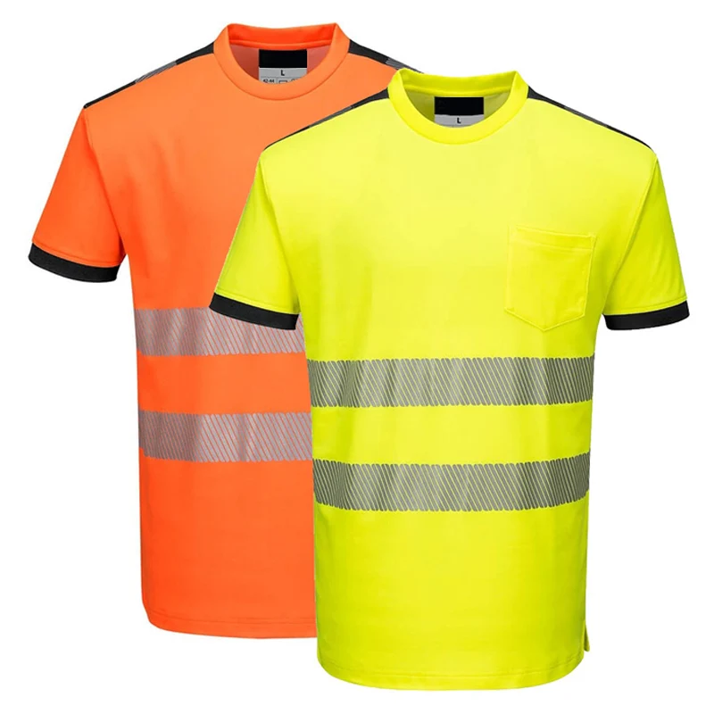 Customised Breathable High Visibility Work T-shirts Reflective Safety ...