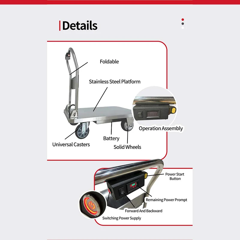 NK-202 Stainless Steel Portable Electric Trolley for Warehouses