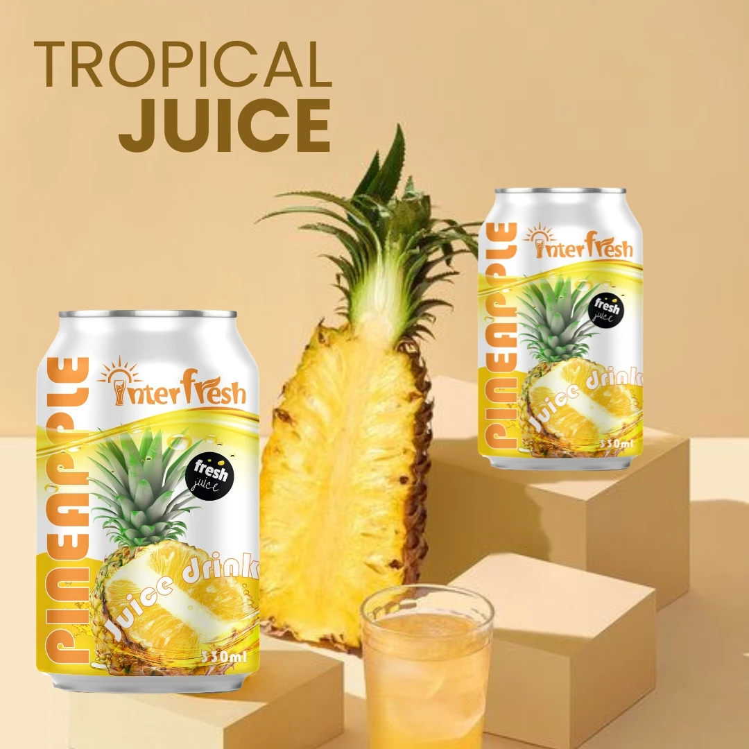 330ml Pineapple Fruit Juice Drink Free Sample In Aluminum Can Tropical Fresh Fruit Juice From ...