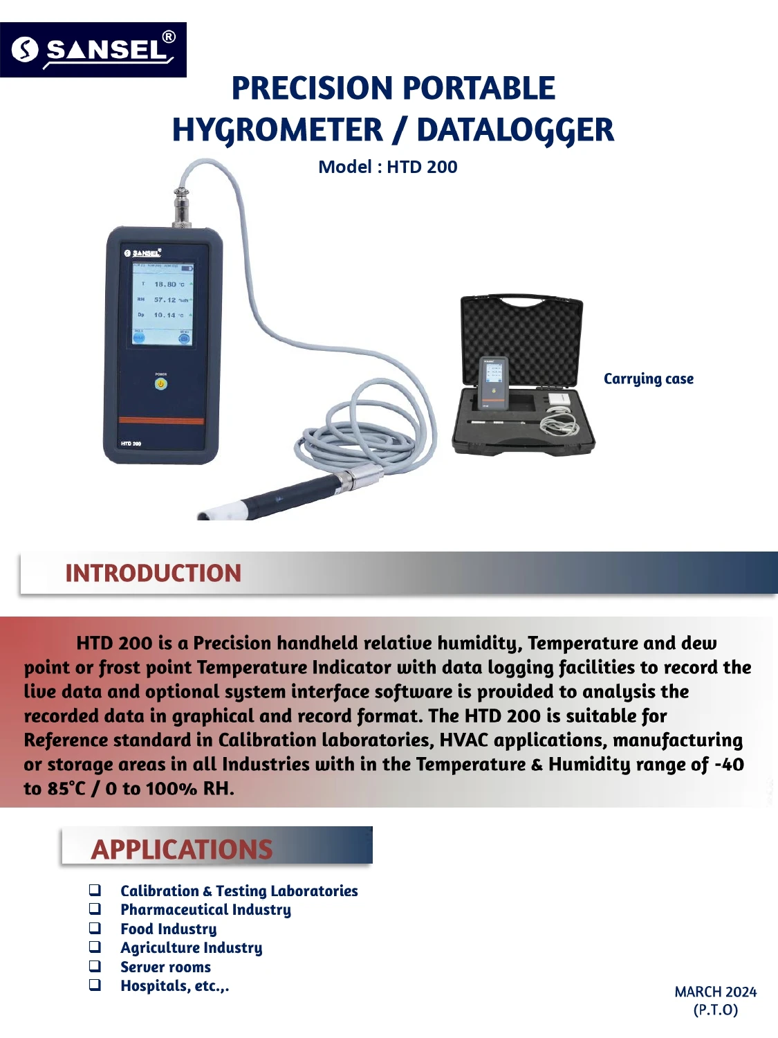 Sansel High Precision Portable Hygrometer or Data Logger Model HTD 200| Alibaba.com