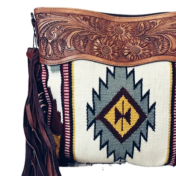 New Trending Saddle Blanket Crossbody Purse With Hand-tooled Floral ...