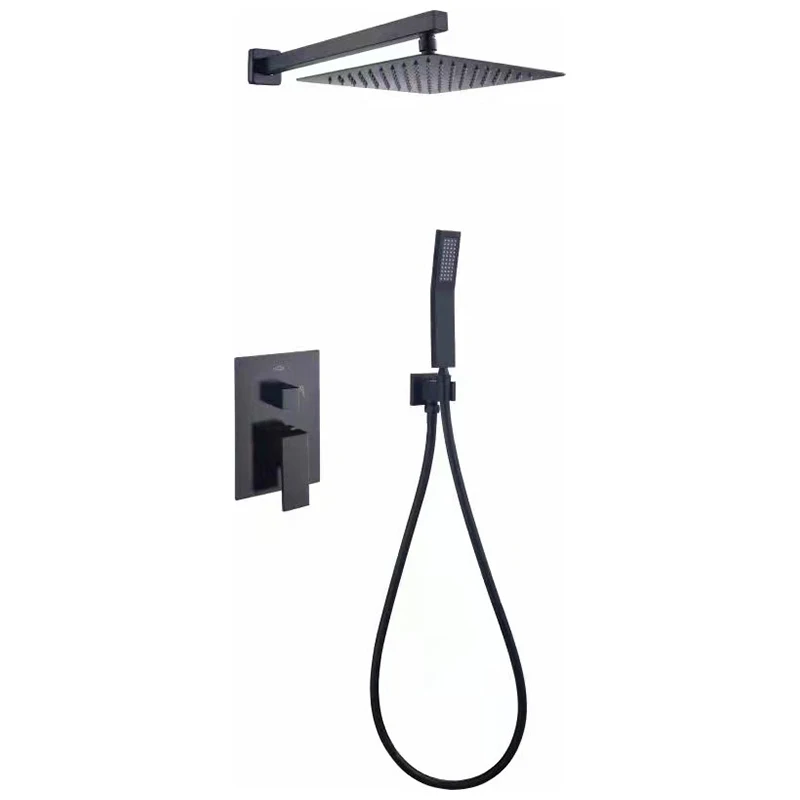 GEE-N Brass Luxury Shower Set Black Wall Mounted Shower Head Mixer Sets for Hotel Bathroom ...