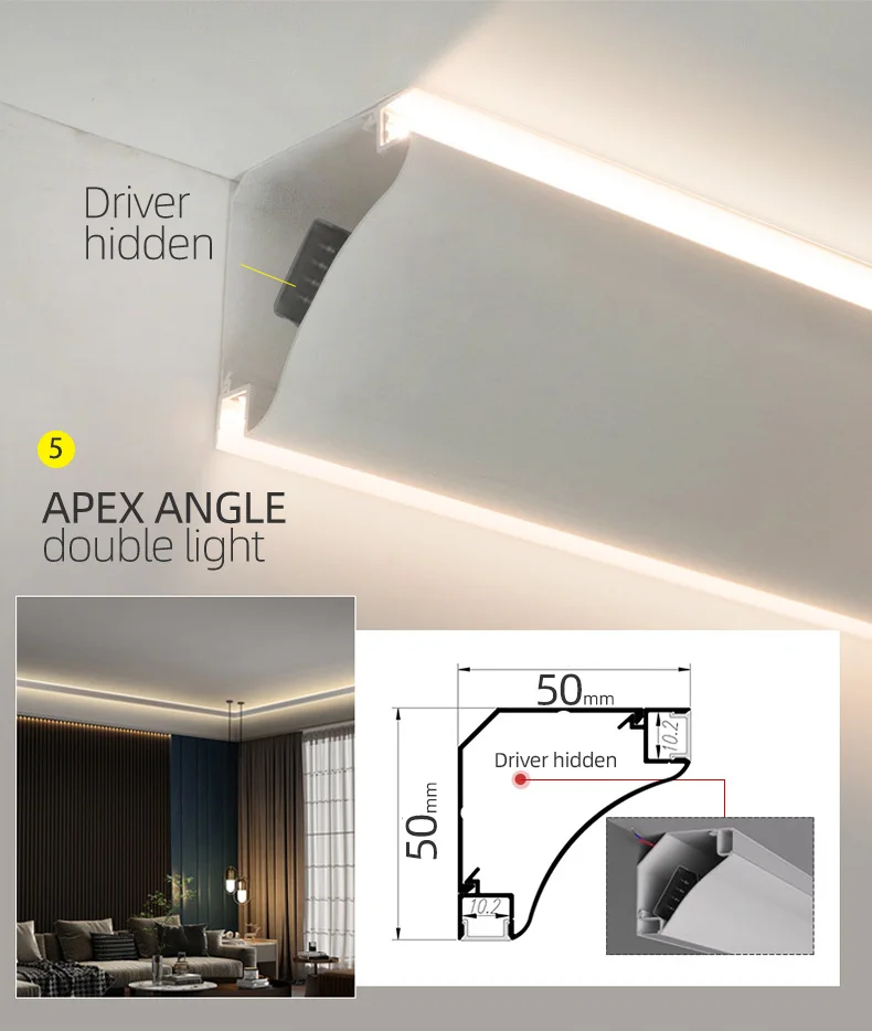 Apex Angle Install Aluminum Diffuser Extruded Channel Profile Without ...