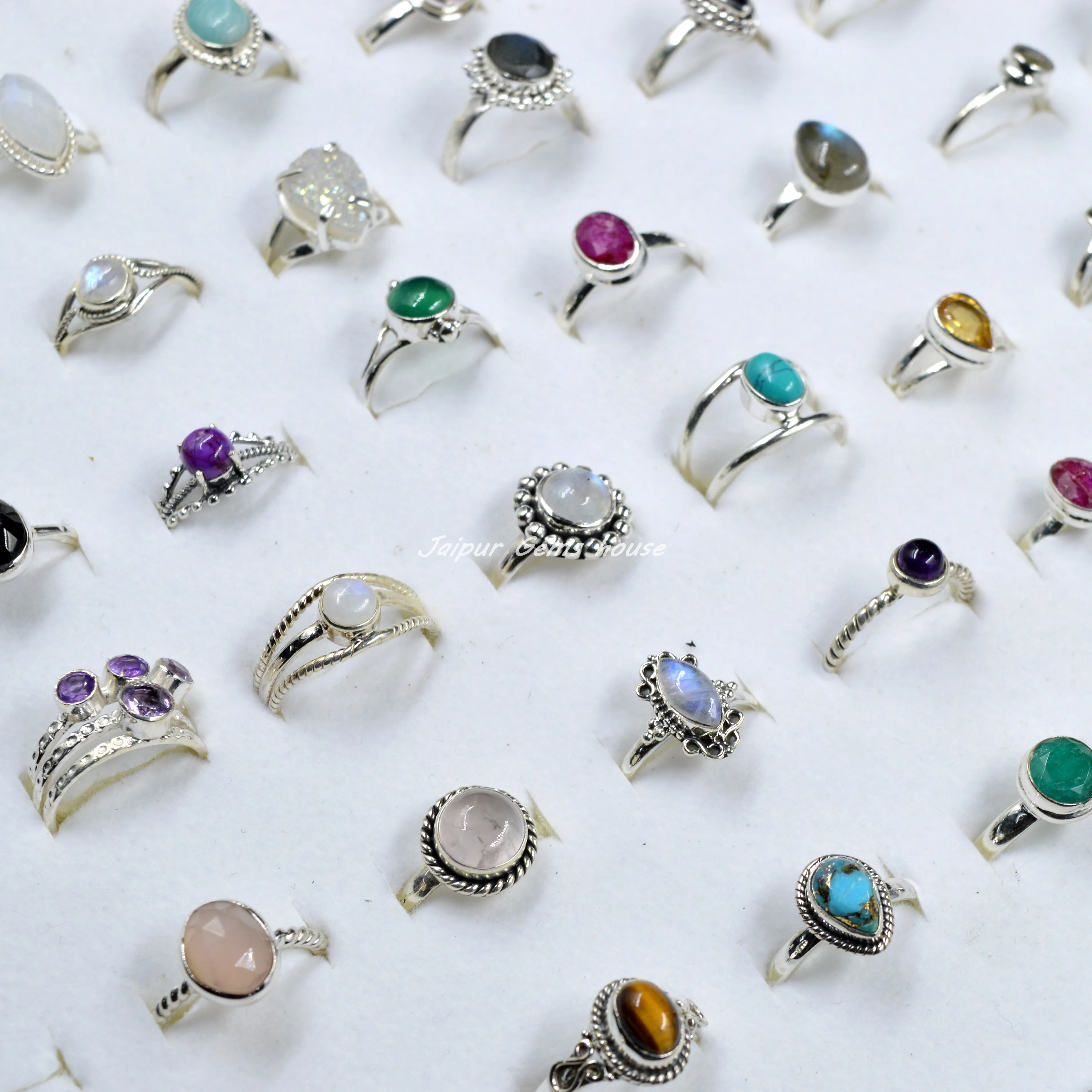 New Trending Multi Gemstones Rings Lot, 925 Sterling Silver Mix Shape Rings Lot, Bulk Hand ...