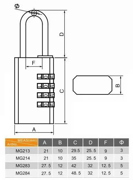Solid Brass Combination Number Pad Lock - Secure & Durable