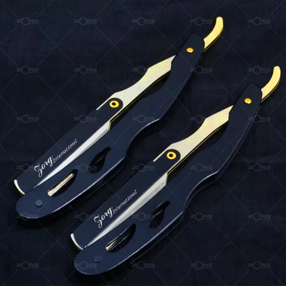 Straight Razor Black Gold Metal Barber Slide Salon Manual Shaver Double ...