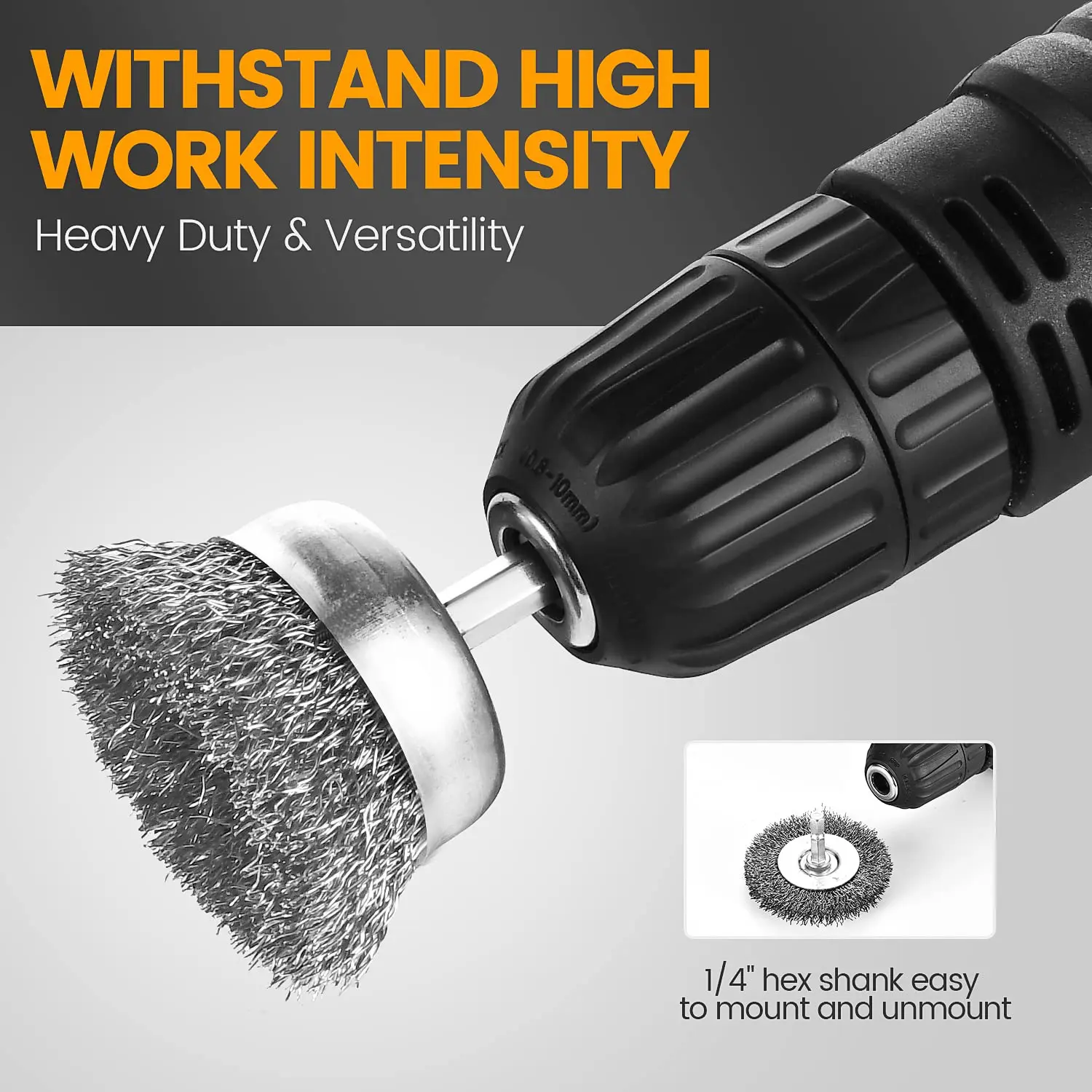 1/4 Inch Hex Shank Crimped Carbon Steel Wire Weed Brush Wheel Cup Brush ...