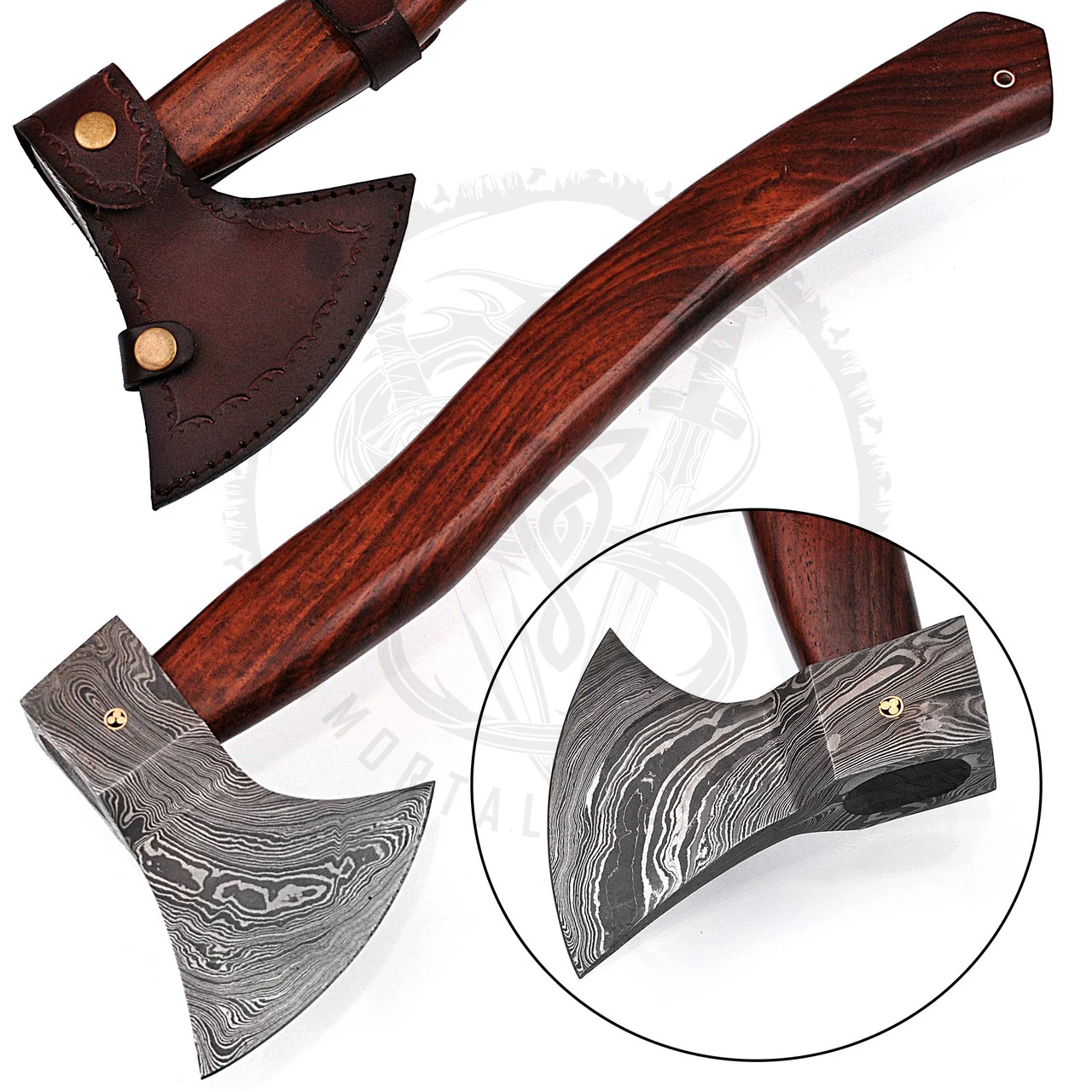 Damascus Steel Tomahawk Axe Hand Forge Hatchet For Camping Custom Size ...