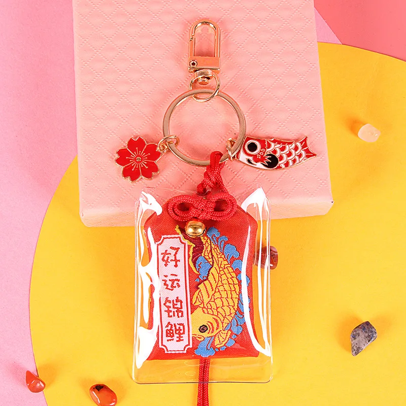 Japanese Maneki Neko Keychain Bag Charm for Luck & Success, OEM