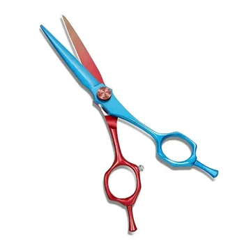 Sky Blue And Red Color Barber Hair Scissors Stainless Steel Hair ...