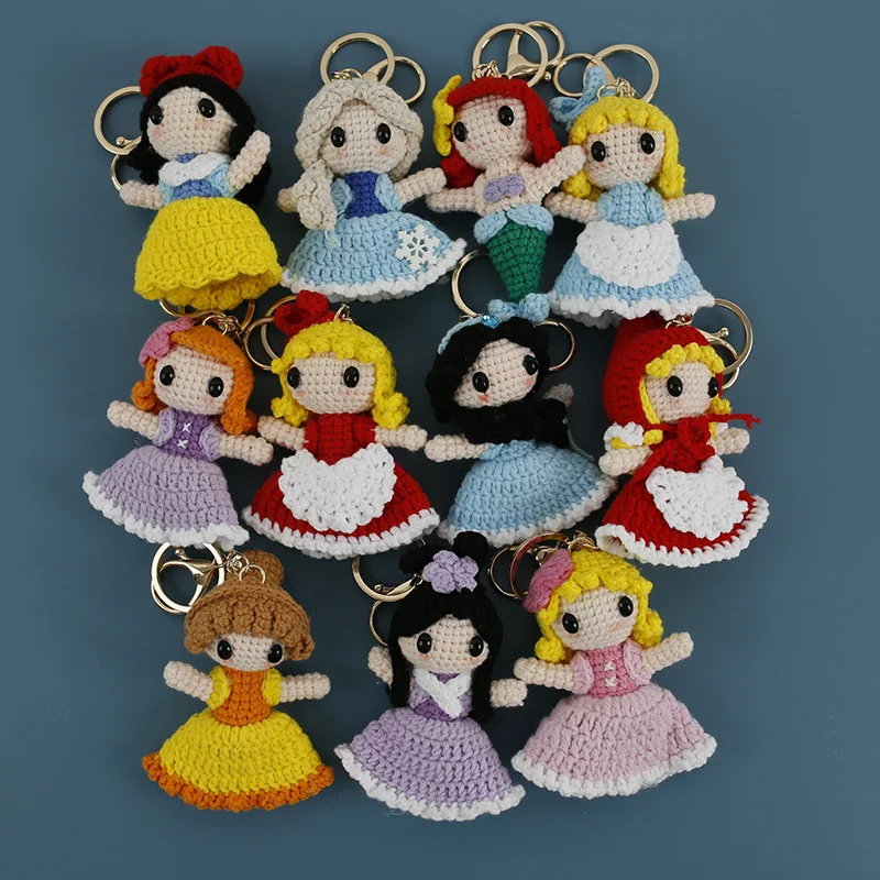 New Handmade Amigurumi Princess Keychain Mini Crocheted Characters Tiny ...