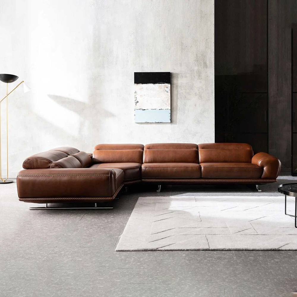 3-Seater Modular Reclining Leather Sofa Backrest Living Room Corner ...