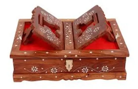 Wooden Handmade Quran Geeta Bible Holder Support Stand Reading Book ...