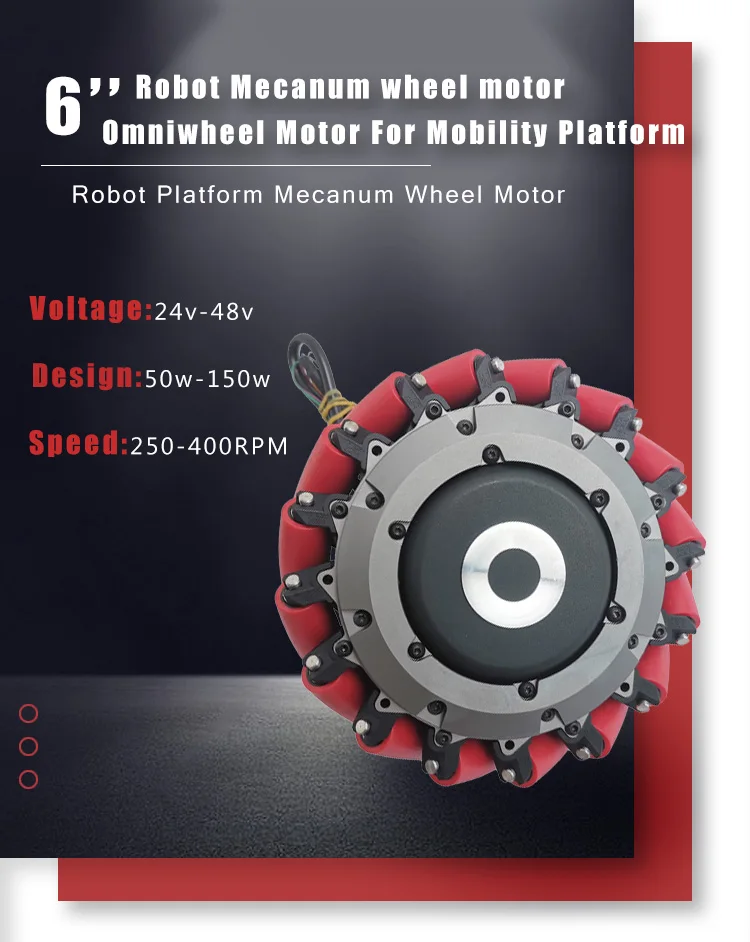 Robot Mecanum Wheel Motor 6 Inch for Mobility Platforms