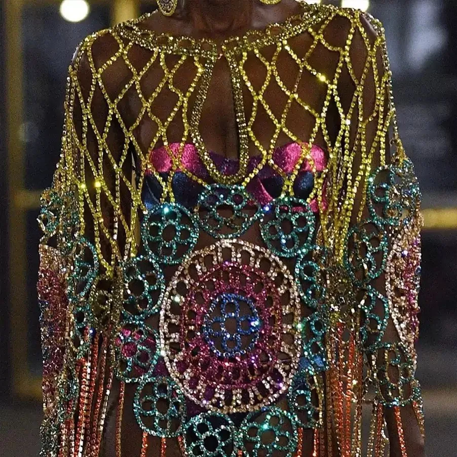 HOT Luxury Long Tassel Multi Color Stone Body Chain Dress New Sexy ...