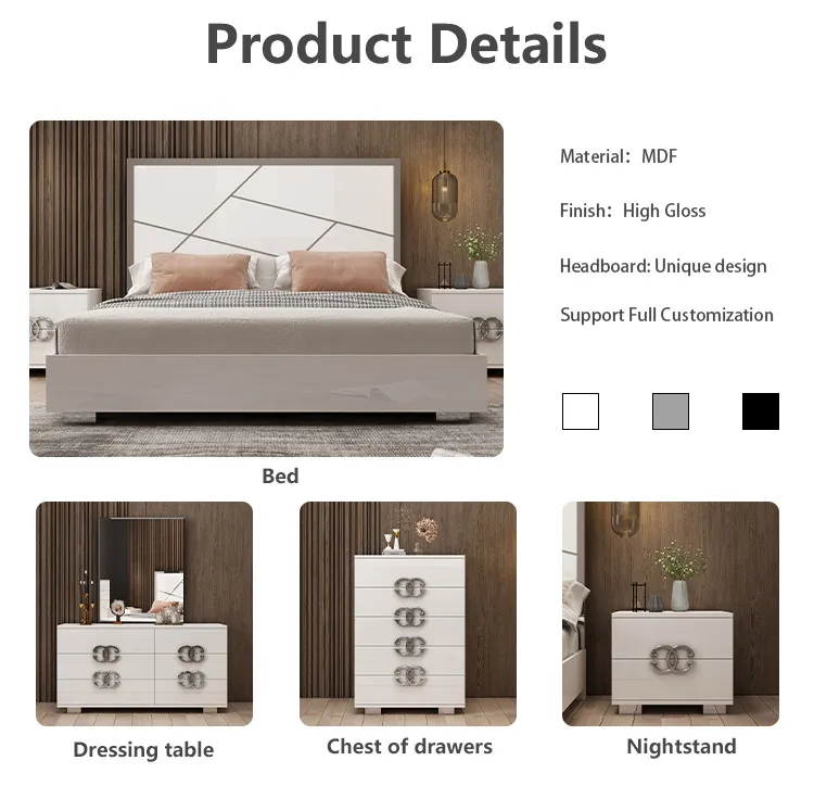 NOVA Latest Designs Bed Home Luxury Double Bed King Size Modern Bedroom ...