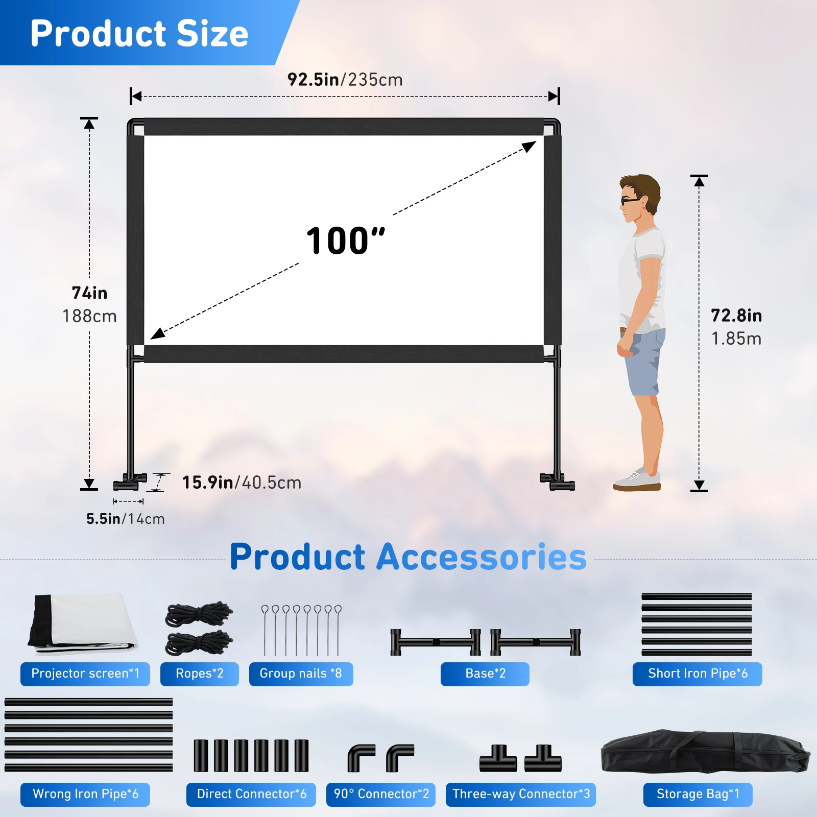 High Quality 4k 3d 100 Inch Home Theater Outdoor Projector Screen With ...