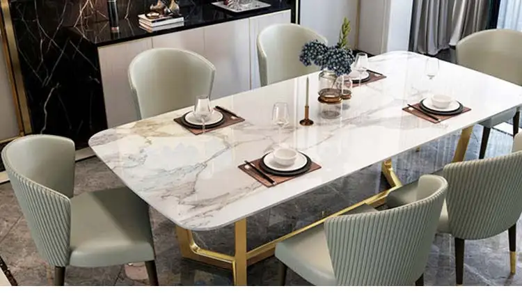 Modern Style Black Polished Marble Stone Tabletop White Table Set For ...