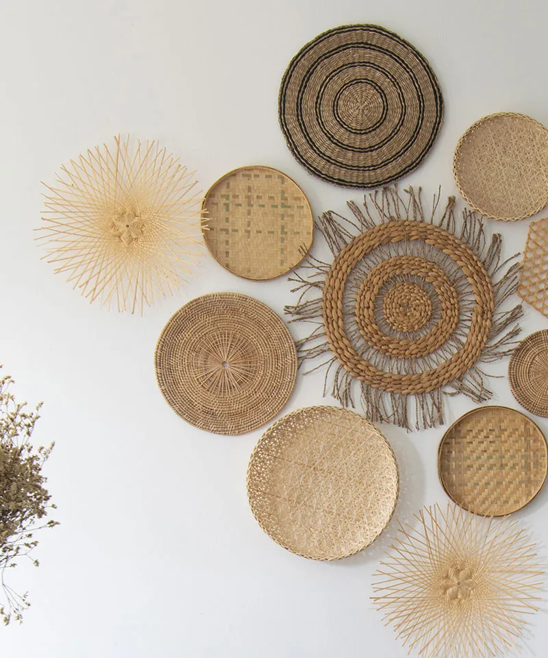 Eye-catching Set Of 11 Bamboo Rattan Seagrass & Wicker Wall Art ...