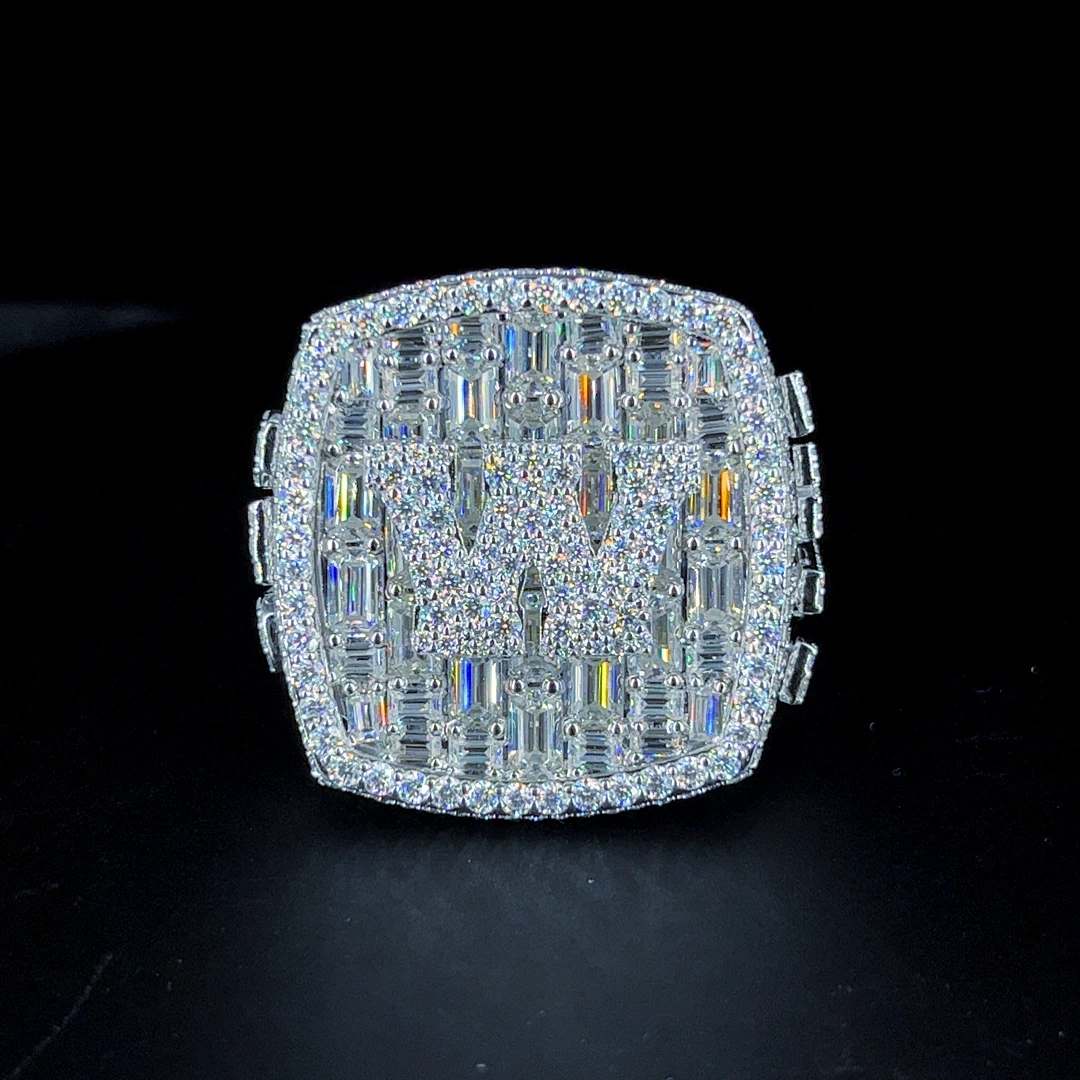 Iced Out Personalized Name Rings For Men Vvs Moissanite Diamond Initial ...