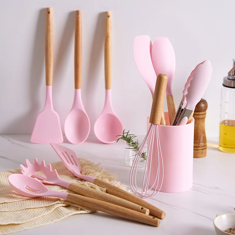 12-piece One-piece Silicone Kitchenware Set Essential Cooking Tools ...