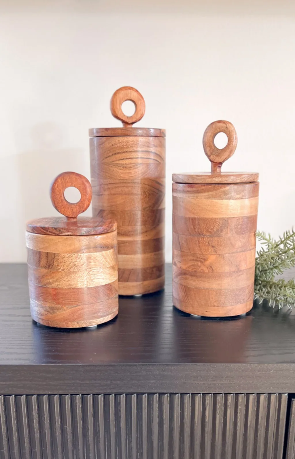Acacia wood storage containers wood jar with lid natural canistar jars ...