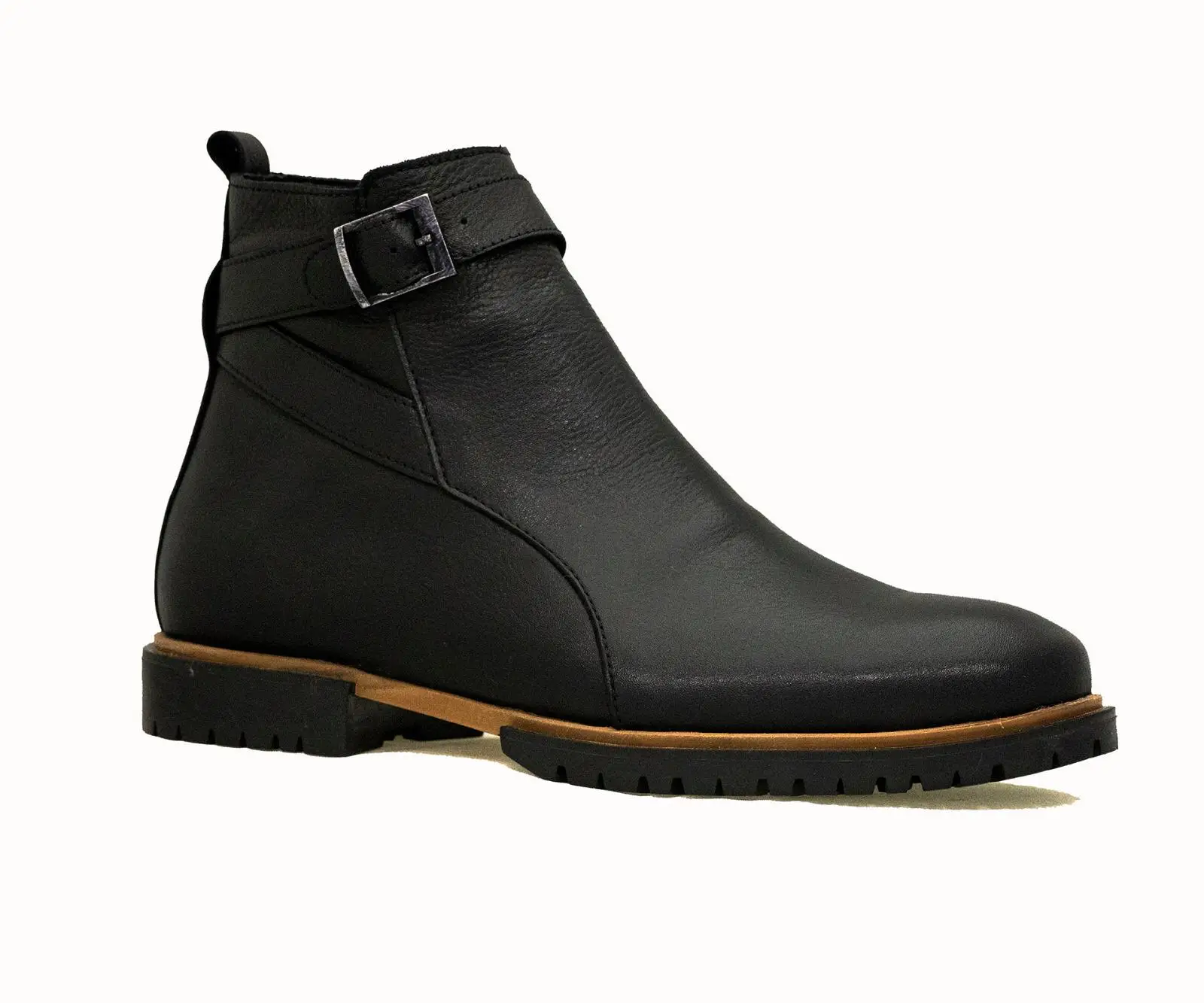 Men's Genuine Leather Shoes- Rugged Elegance: Tan Leather Ankle Boot ...