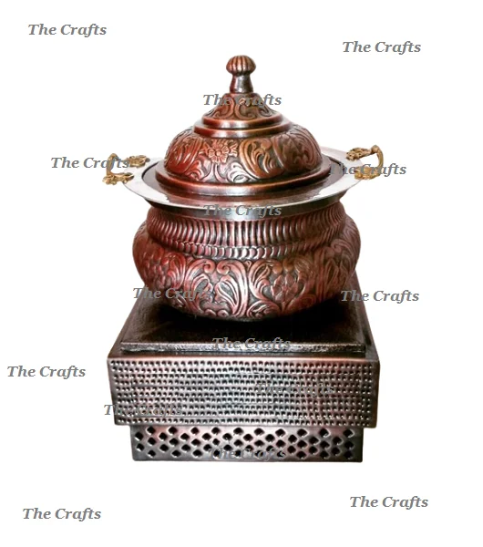 Floral Design Brass & Steel Hammered Chafing Dish With Oval Shape ...