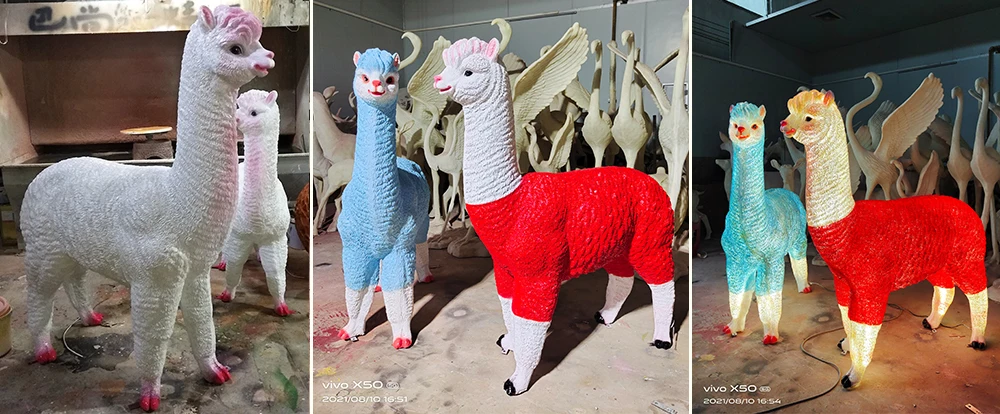 Giant Cute Standing LED Alpaca Garden Statue Outdoor Decorations ...