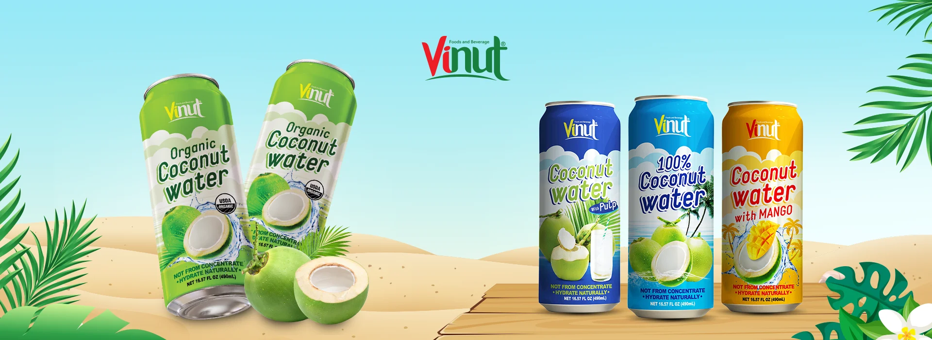 Coconut Water with Pulp 490ml Hot Selling VINUT, Free Sample, Private ...