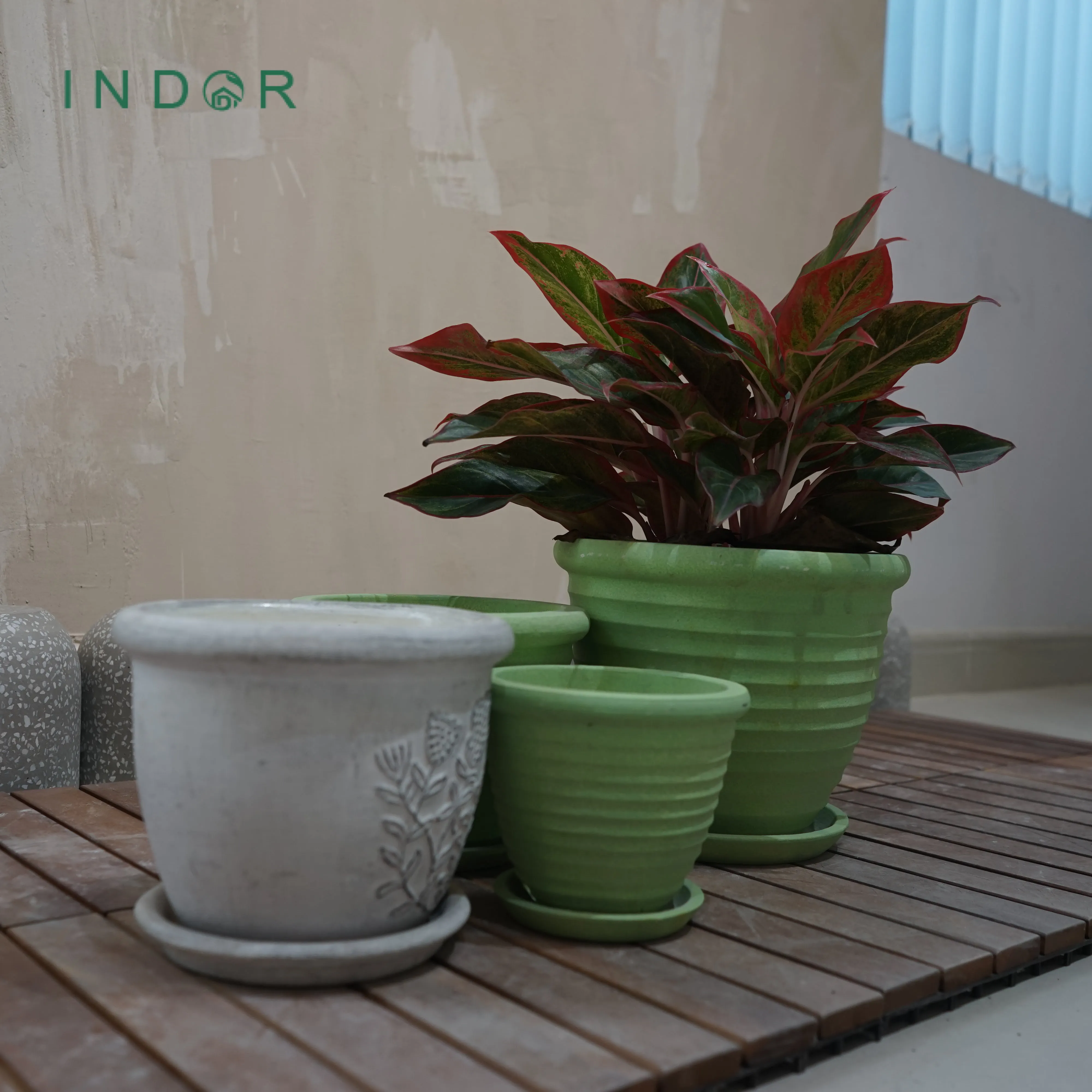 Tapered Shape Pottery Set Of White Color Cr41tps2 Floor Boughpot Plant ...