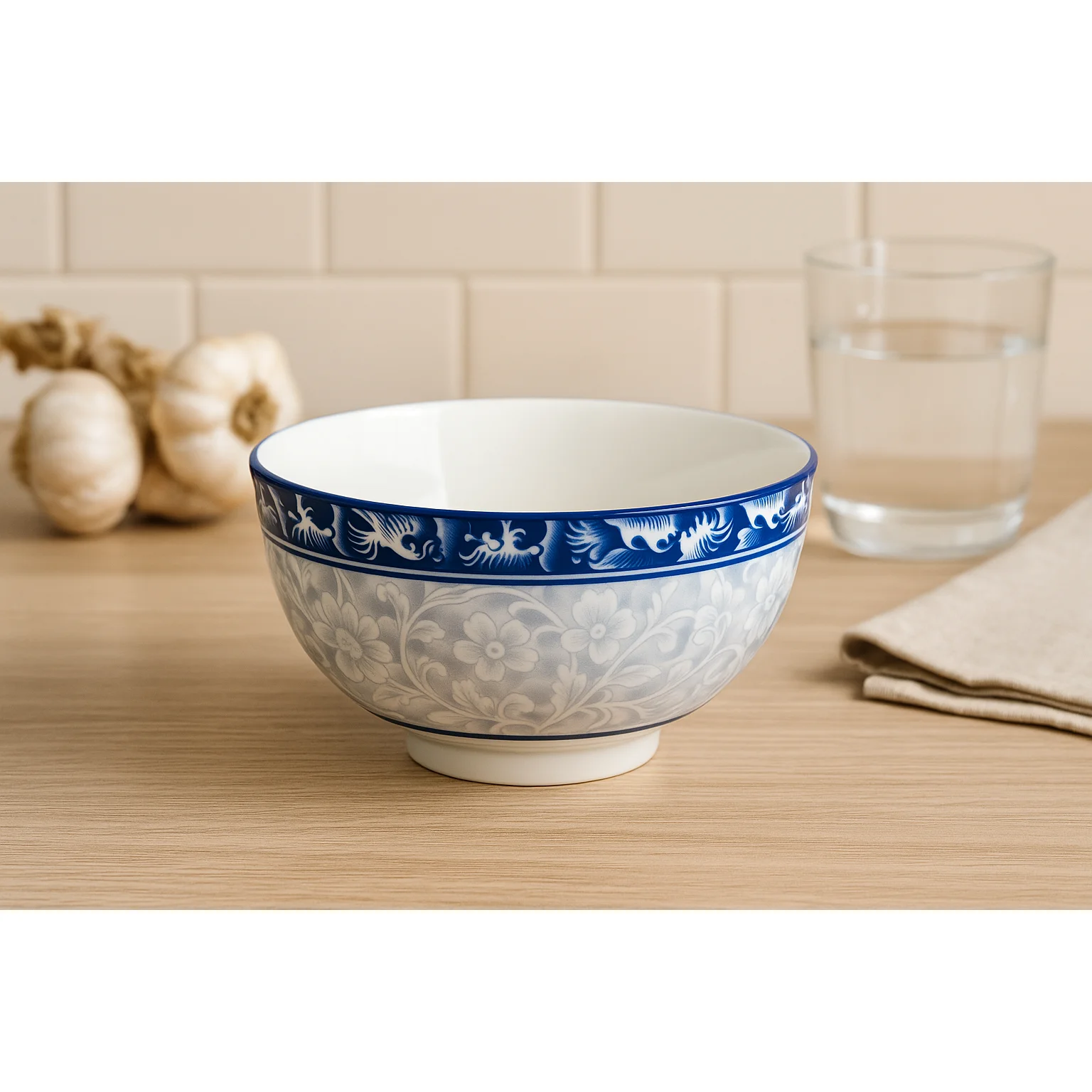 Shirong Porcelain Bowls 6cm Blue Floral Rim Design Durable Tableware ...