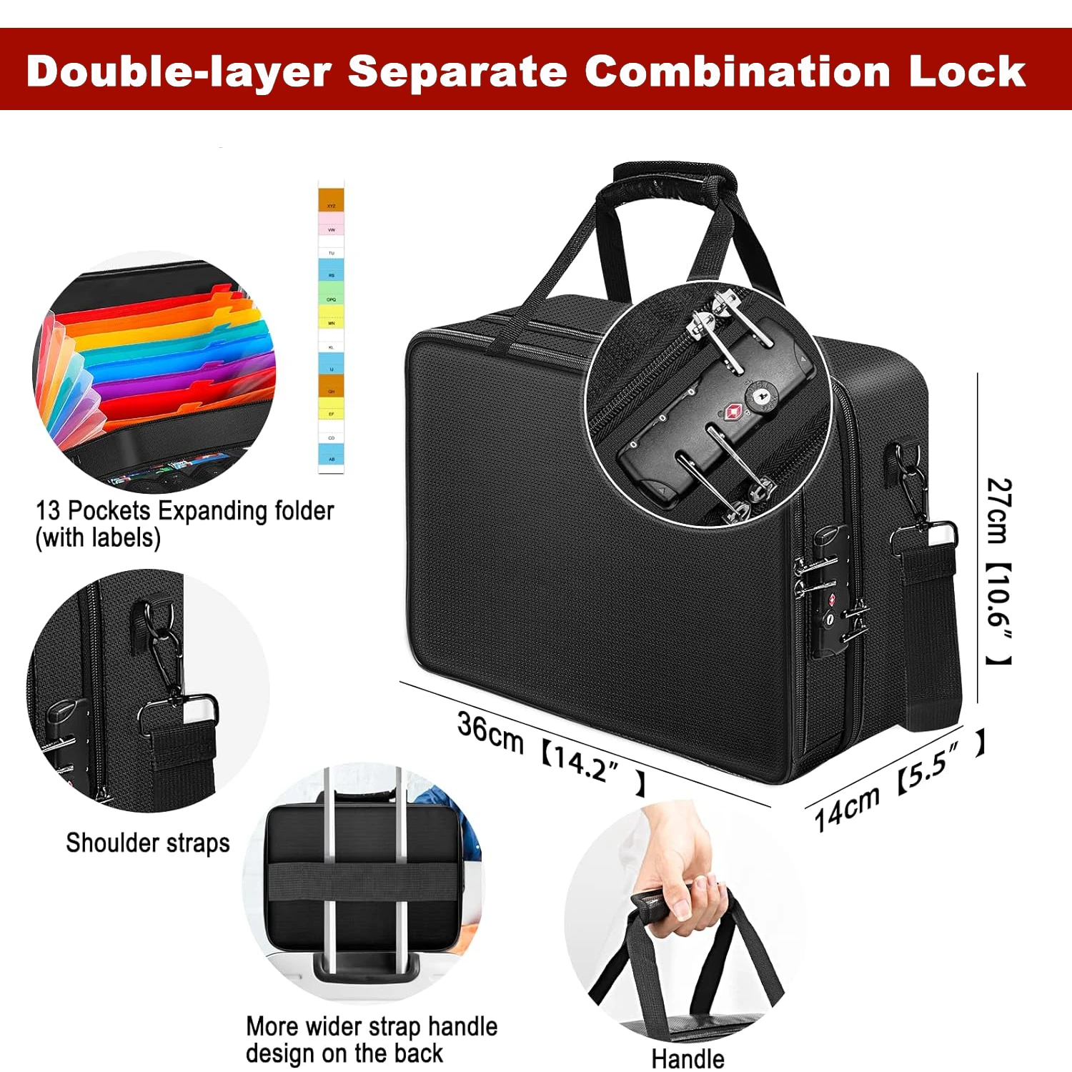 Waterproof A4 File Folder Organizer 12 Compartment Expanding Fireproof ...