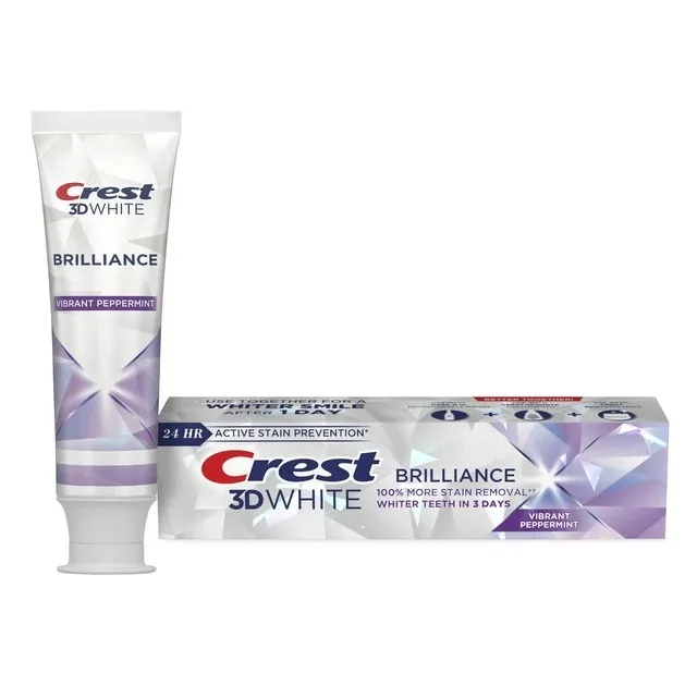 Crest 3d White Brilliance Vibrant Peppermint Teeth Whitening Toothpaste ...
