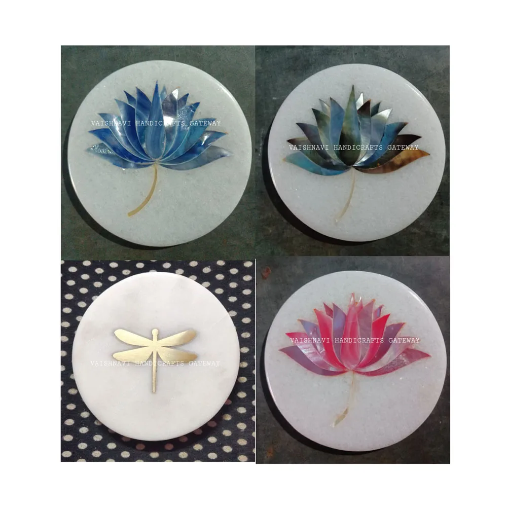 Luxury Handmade Marble Natural Mop Inlay Tea Coaster For Home ...