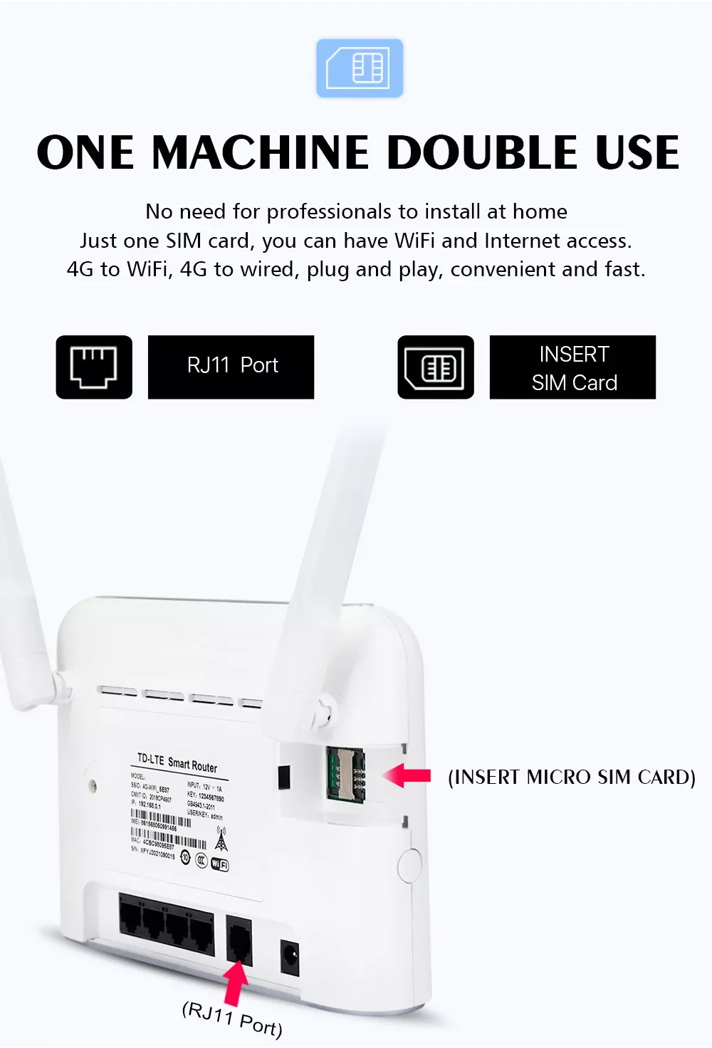 Lk B612 Routeur Rj11 Volte Vpn 300mbps 3g 4g Lte Cpe Wifi Wireless ...