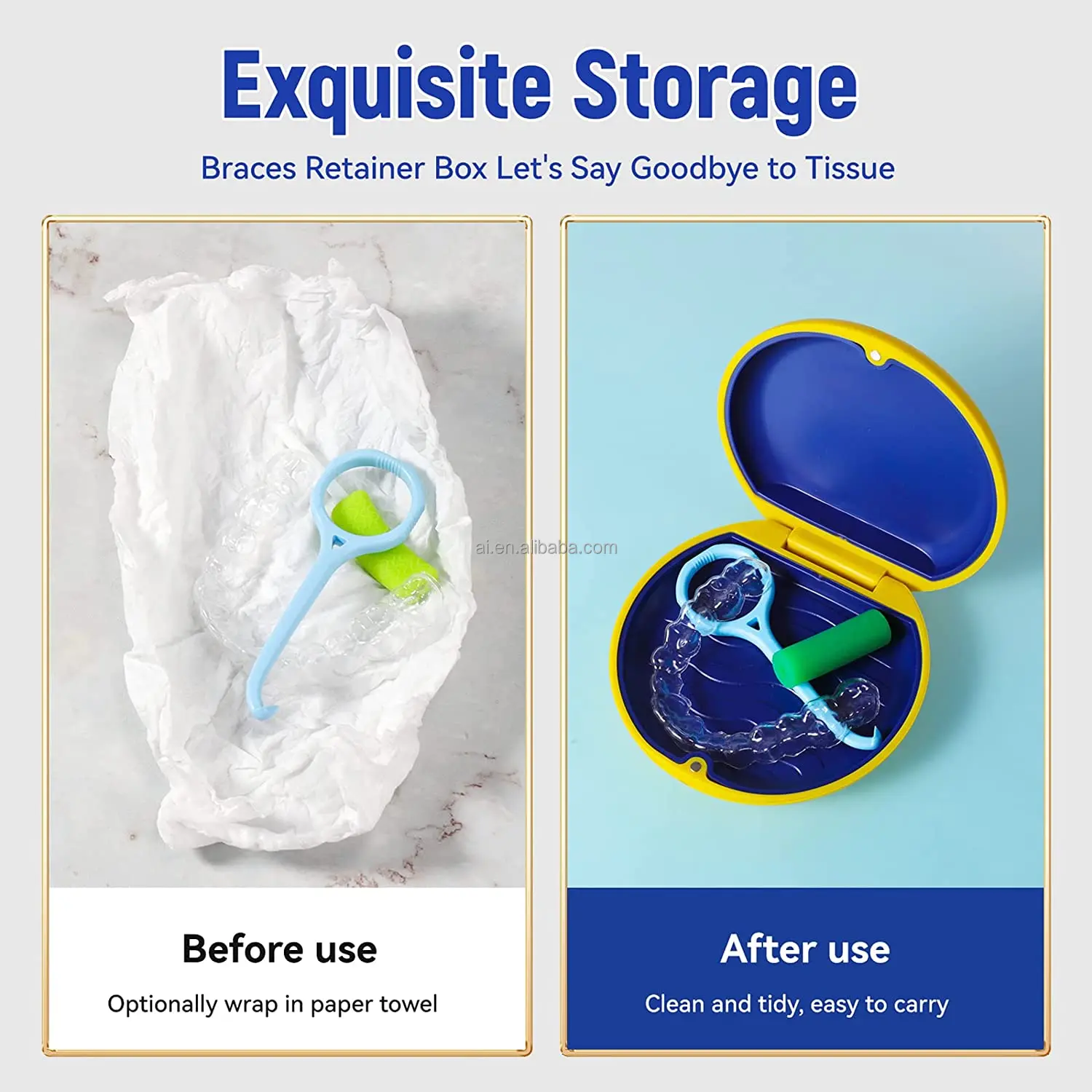 Wholesale Plastic Magnetic Denture Container Denture Box Retainer Box ...