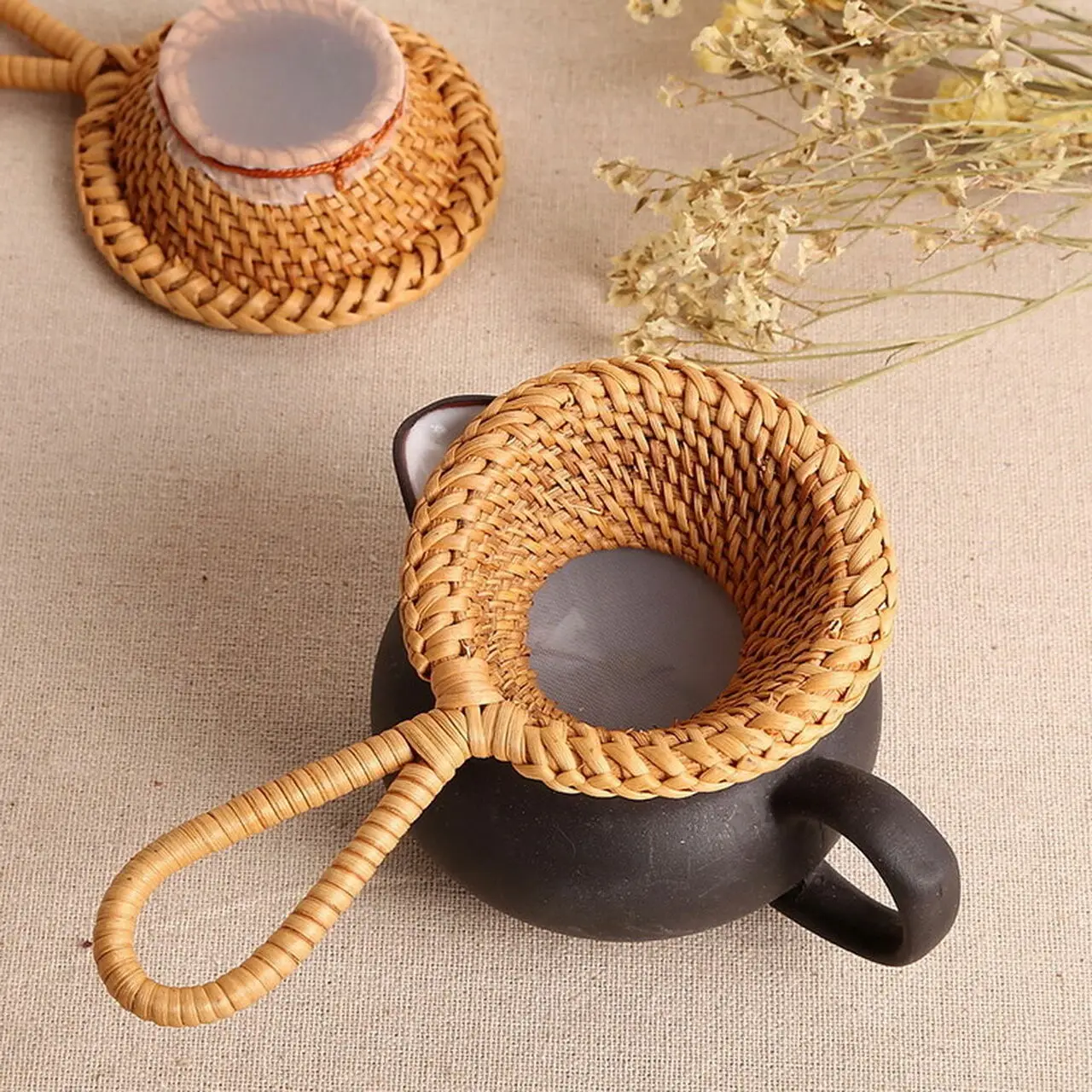 Eco-friendly Rattan Colander - Perfect for Tea & Coffee